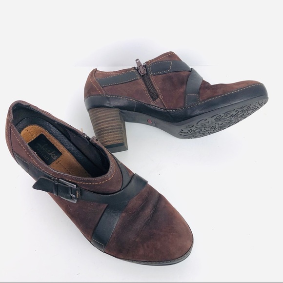Clarks | Shoes | Clarks Artisan Buckle Brown Ankle Booties 85 | Poshmark